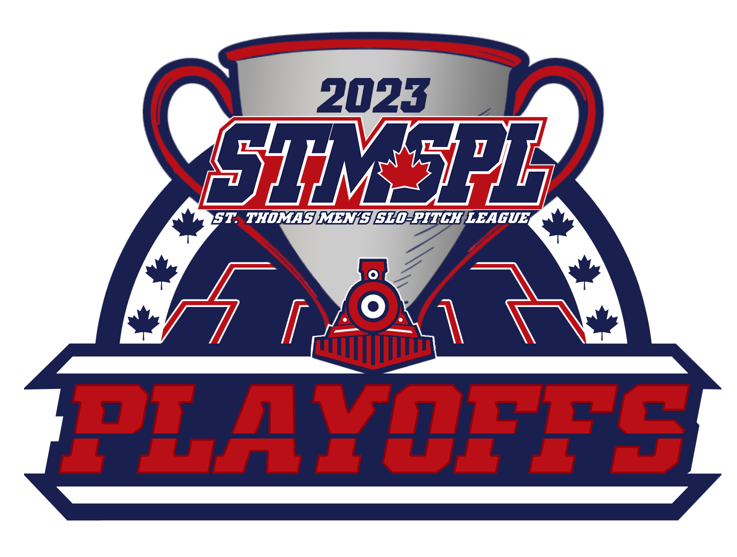 2023 Mens Playoff Logo – St. Thomas Slo-Pitch Association